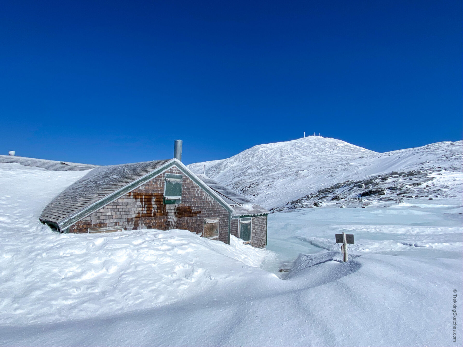 Mount Washington and Mount Monroe in Winter - Trekking Sketches